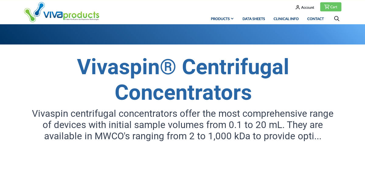 Vivaspin® Centrifugal Concentrators - Vivaproducts